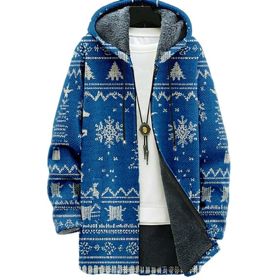 Christmas Jacket For Men Mens Christmas Snowflakes Padded Jacket Loose ...
