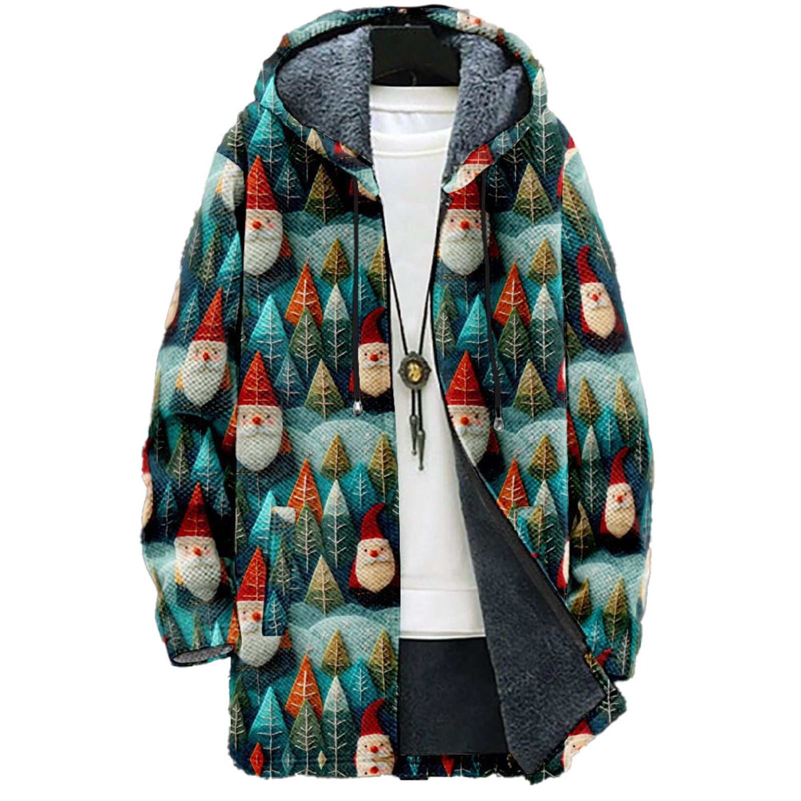 Christmas Jacket For Men Mens Christmas Tree Padded Jacket Loose Zipper ...