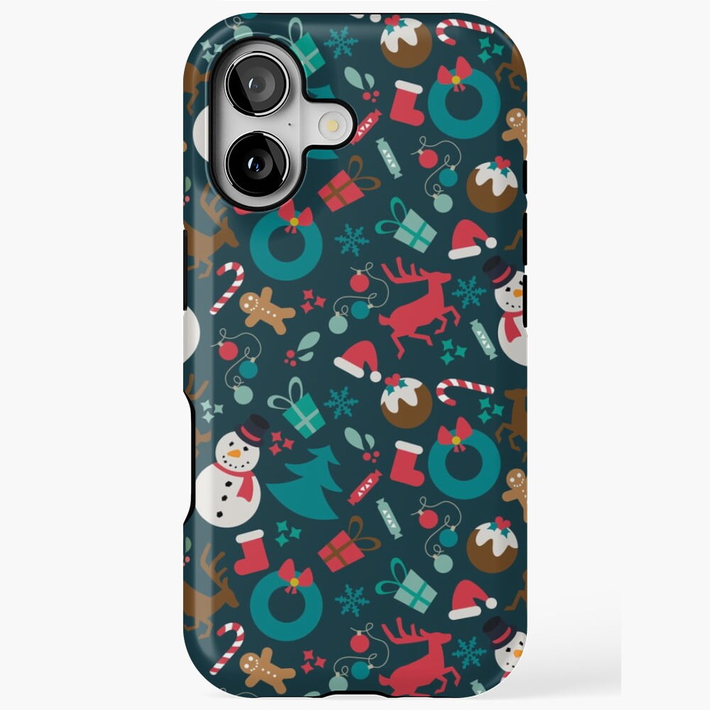 Christmas Jamboree Dark Holiday Festive Pattern iPhone Case 17 to 11 ...