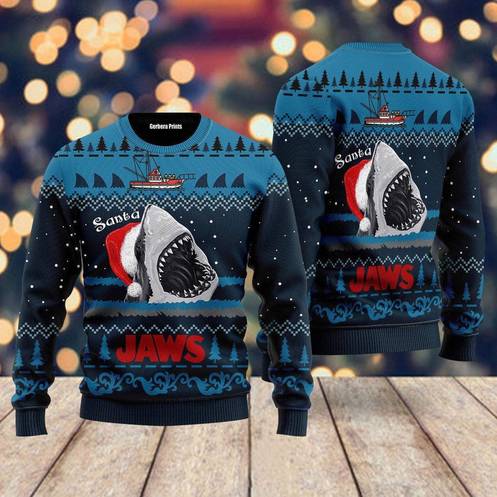 Christmas Jaws Ugly Sweater, Santa Shark Sweater, Jaws Movie Christmas ...