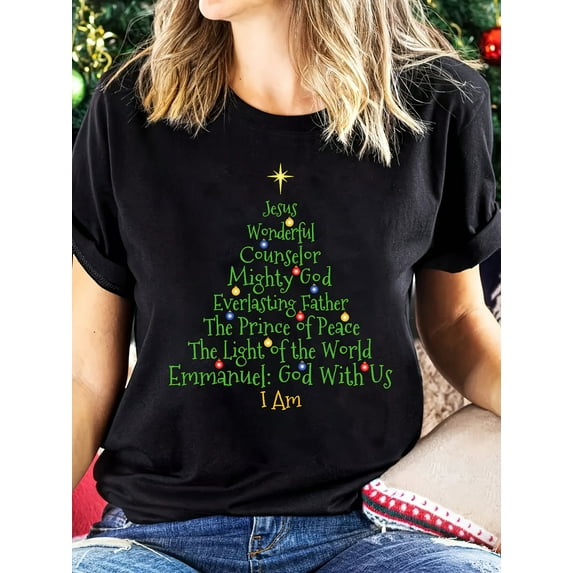 Christmas Jesus Names Tree Design Wonderful Counselor Mighty God T ...