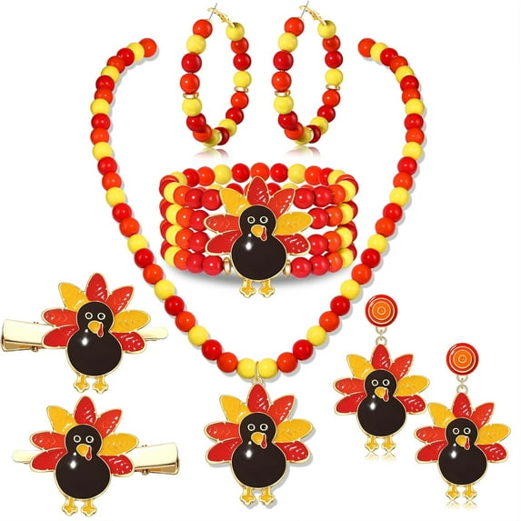 Christmas Jewelry Set for Women - Bow Necklace, Earring, Bracelet, Hair ...