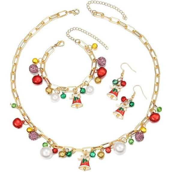 Christmas Jewelry Set for Women Christmas Tree Bell Earrings Necklace ...
