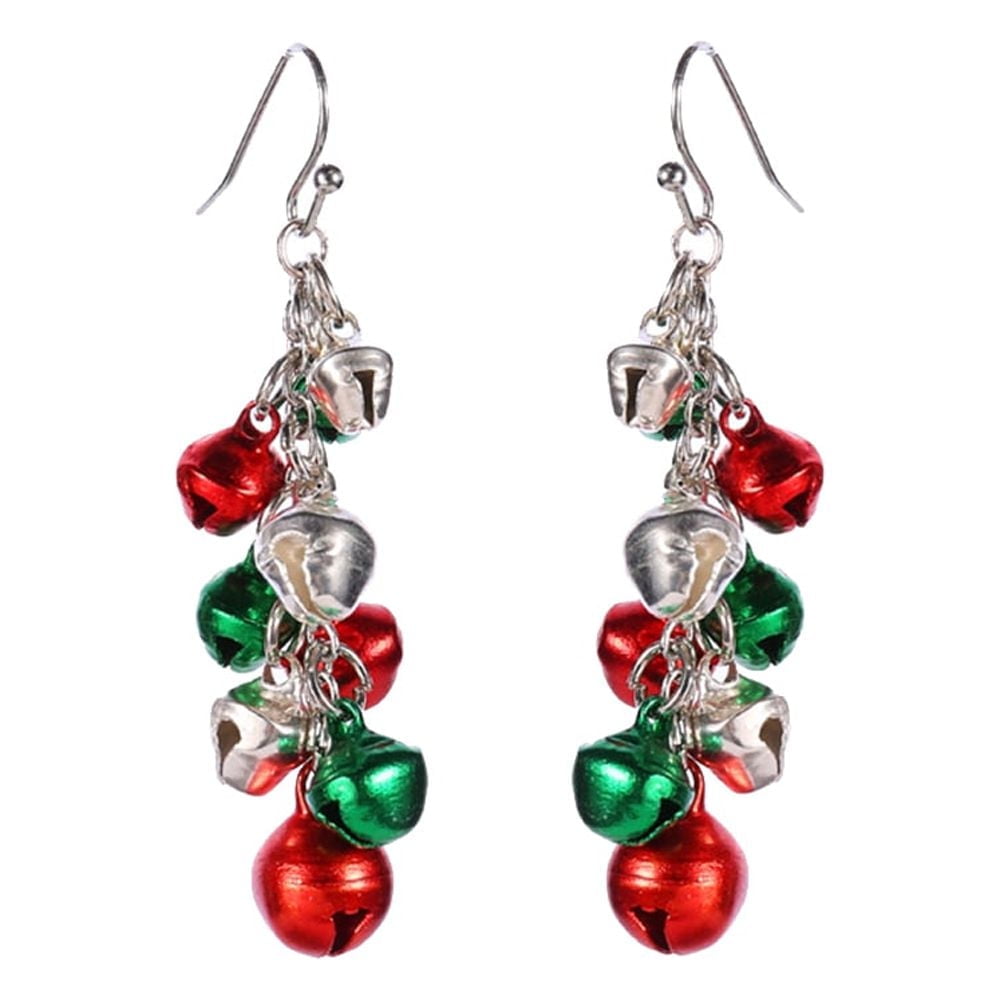 Christmas Jingle Bell Tinkle Bell Dangle Drop Hook Earrings Colorful ...