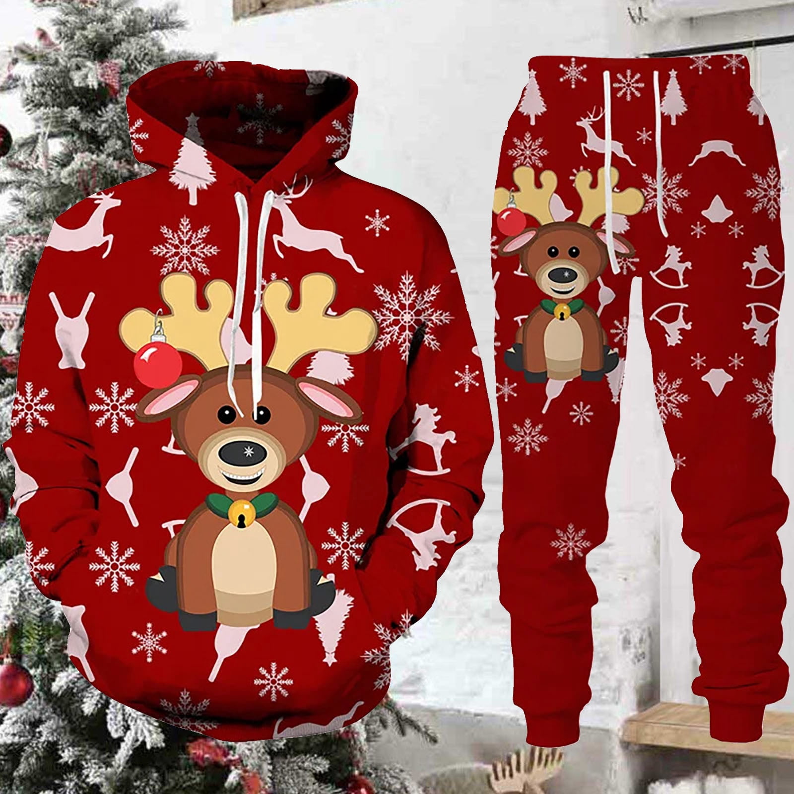 Christmas Jogging Suits For Men 2 Piece Set Casual Funny Xmas Graphic ...