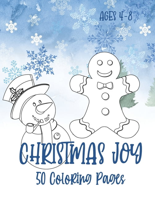 Christmas Joy - 50 Coloring Pages : Holiday Activity Book for Kids Ages ...