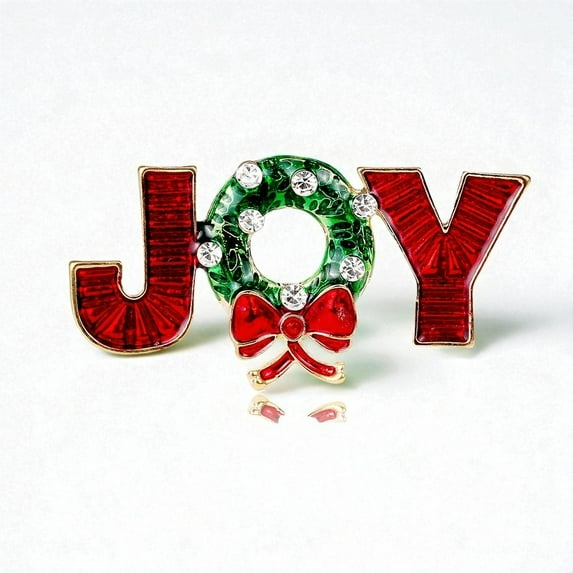 Christmas Joy Bow Brooch Vintage Oil Drop Design Holiday Fashion Pin ...