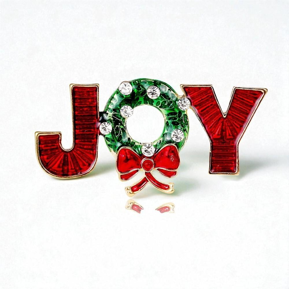 Christmas Joy Brooch Festive Oil Drop Bow Pin Holiday Jewelry - Walmart.com