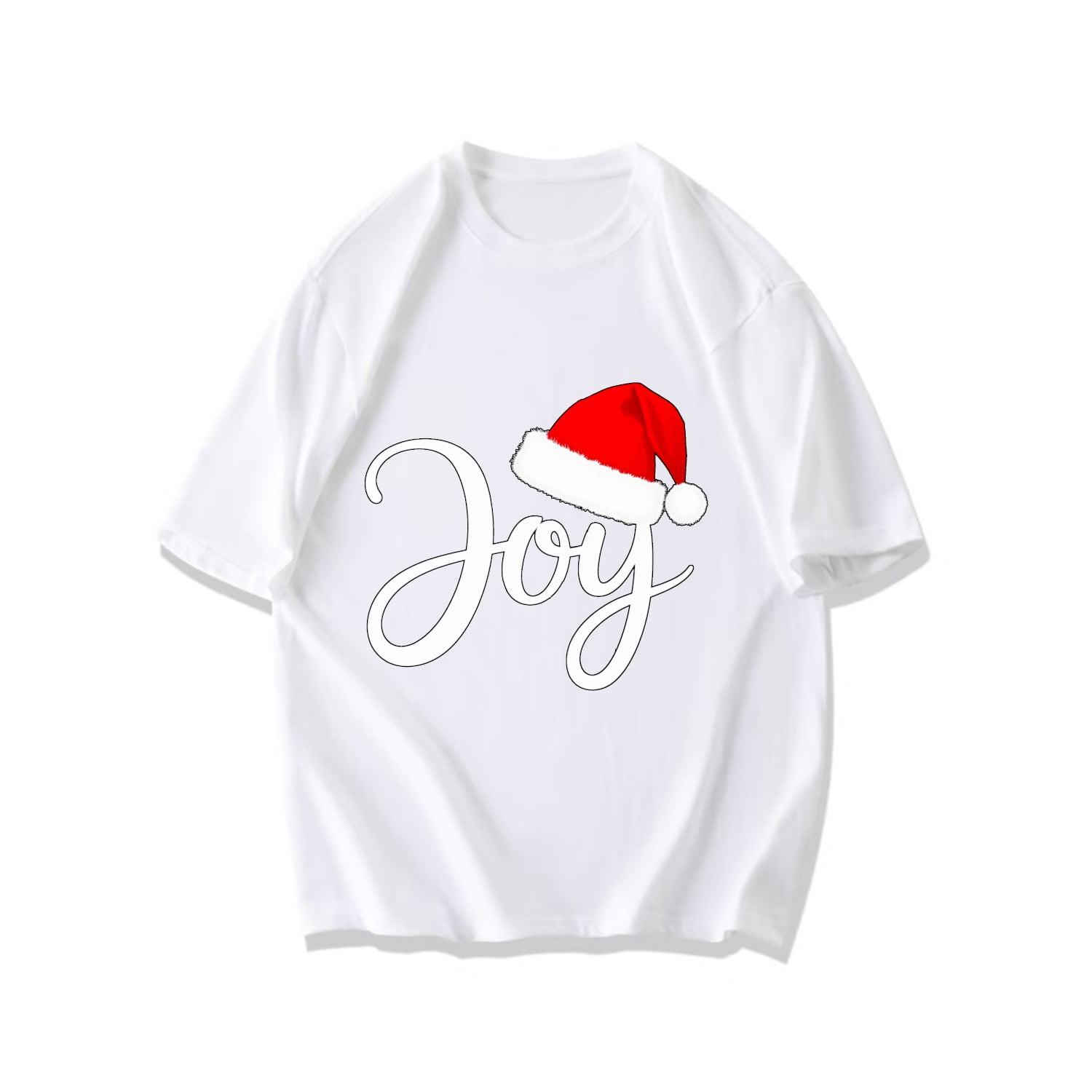 Christmas Joy T Shirt Black Santa Hat And Cursive Joy Text Holiday ...
