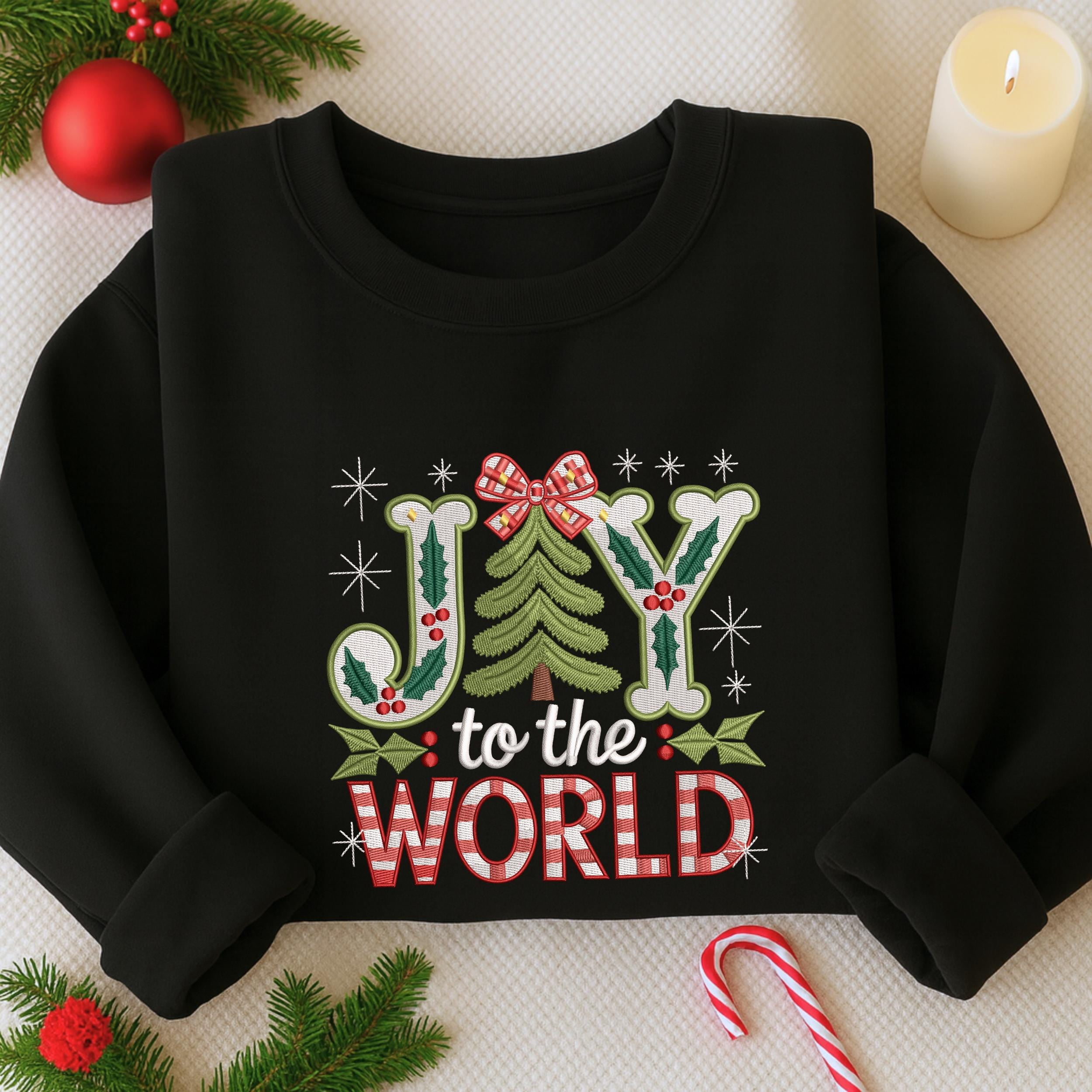 Christmas Joy To The World Embroidered Sweatshirt, Christian Christmas ...