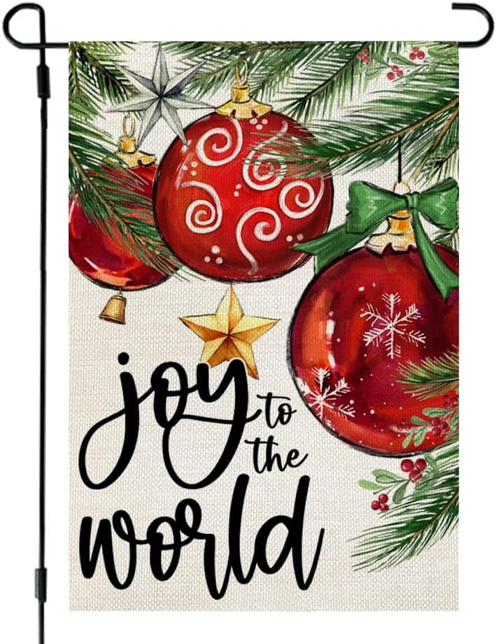 Christmas Joy to the World Yard Flag 12x18 Double Sided Burlap, Small ...