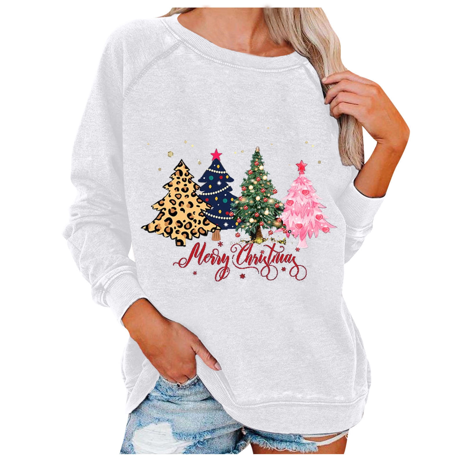Christmas Jumper Women Funny Elf Tree Ladies Xmas Jumpers Graphic ...