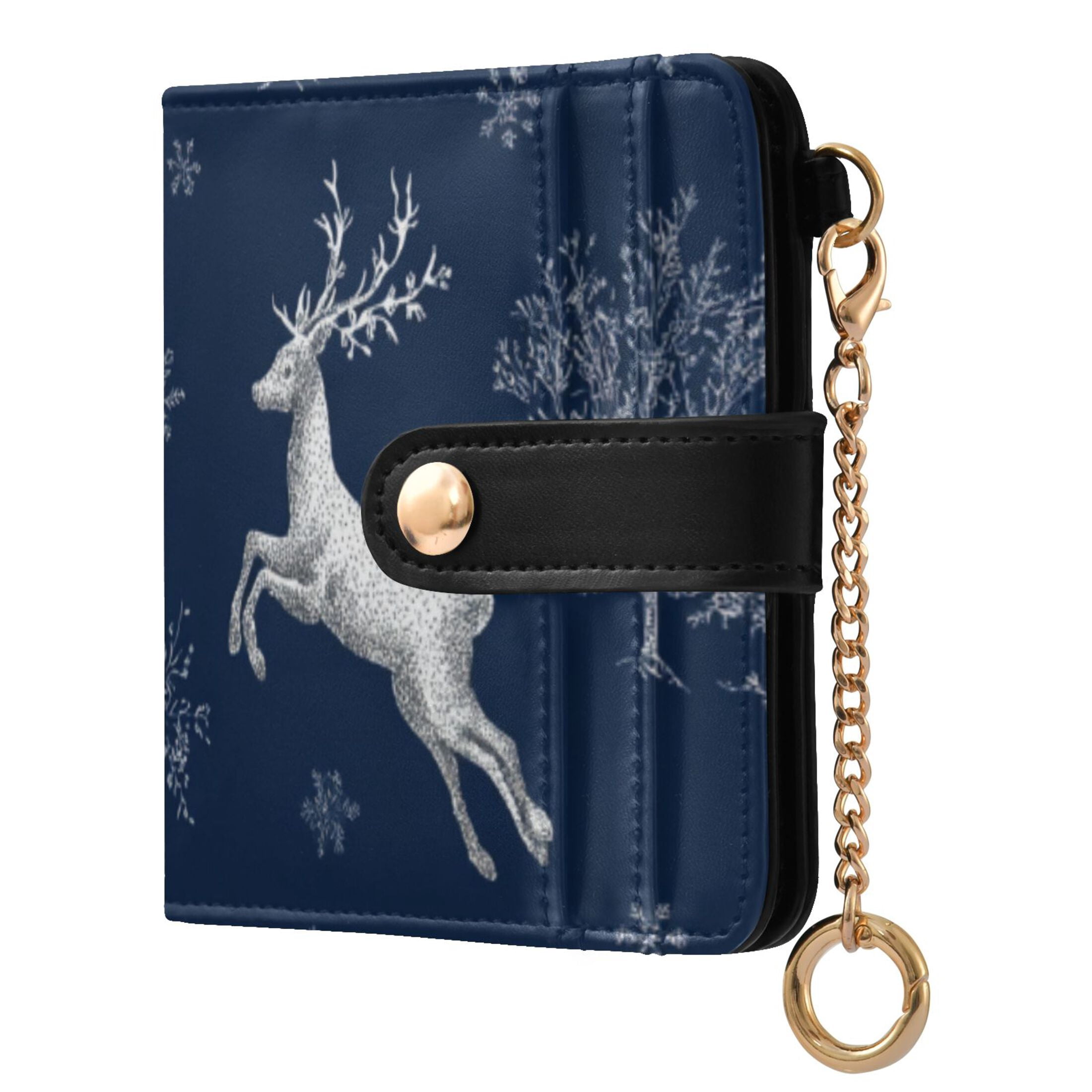 Christmas Jumping Reindeer Tree Snowflakes Women's Wallet PU Leather ...
