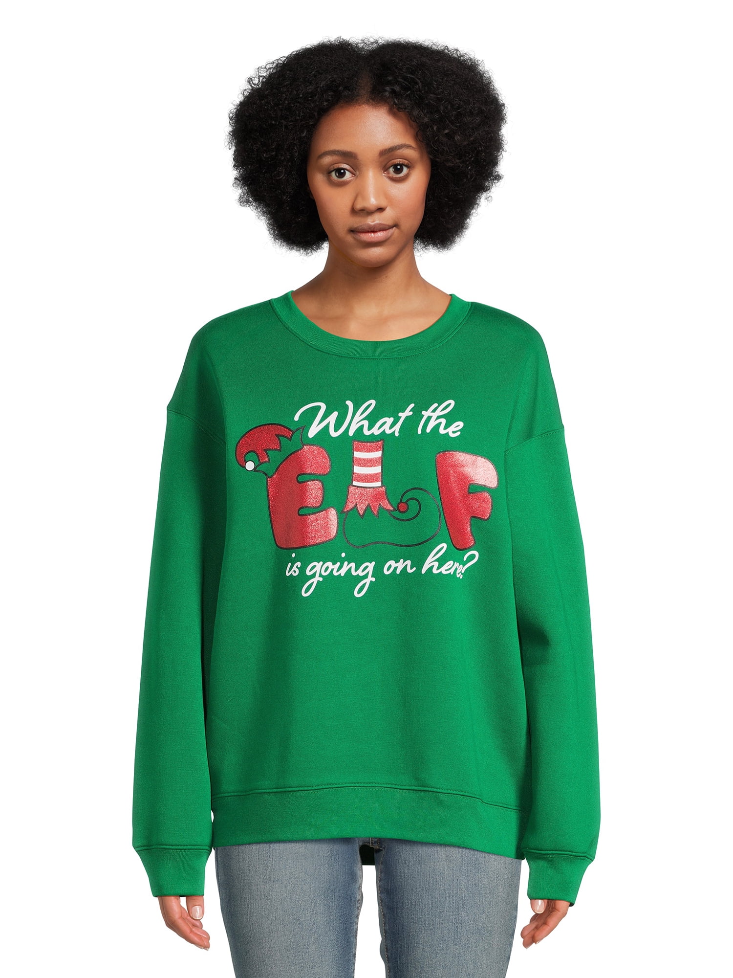 Christmas Juniors' What the Elf Fleece Sweatshirt, Sizes XS-XXXL ...