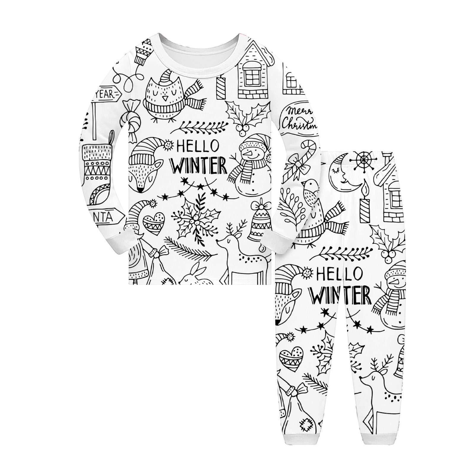 Christmas Kids Hand Drawn Print for Girls and Boys Festive Holiday ...