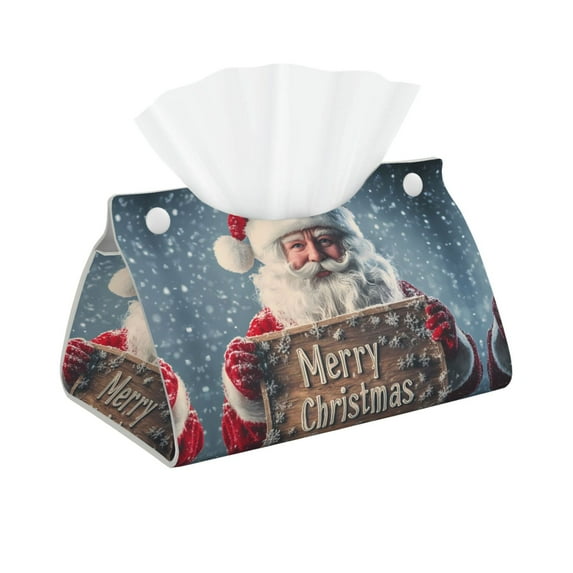 Christmas Kind Santa Claus Leather Tissue Box Cover - Long PVC Tissue ...