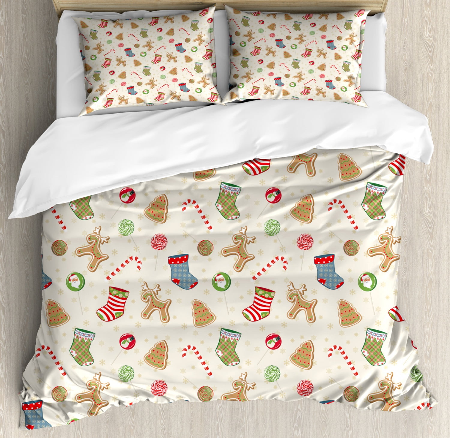 Christmas King Size Duvet Cover Set, Traditional Sweets of Xmas Party ...