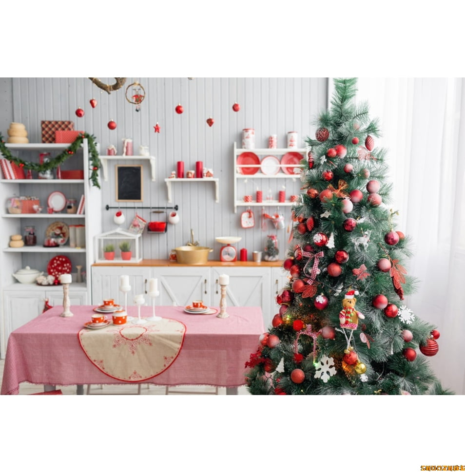 Christmas Kitch Backdrop Kitchware Wreath Xmas Tree Kids Portrait ...