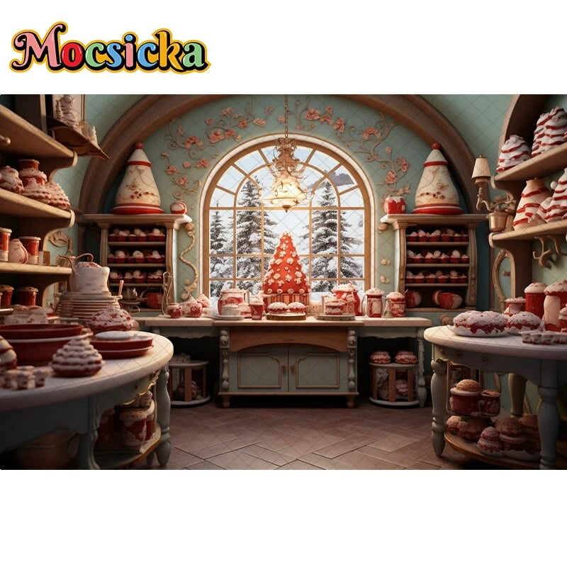 Christmas Kitchen Backdrop For Kids Family Portrait Photography ...