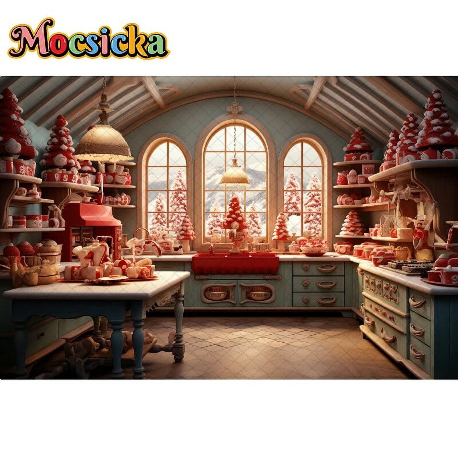 Christmas Kitchen Backdrop For Kids Family Portrait Photography ...