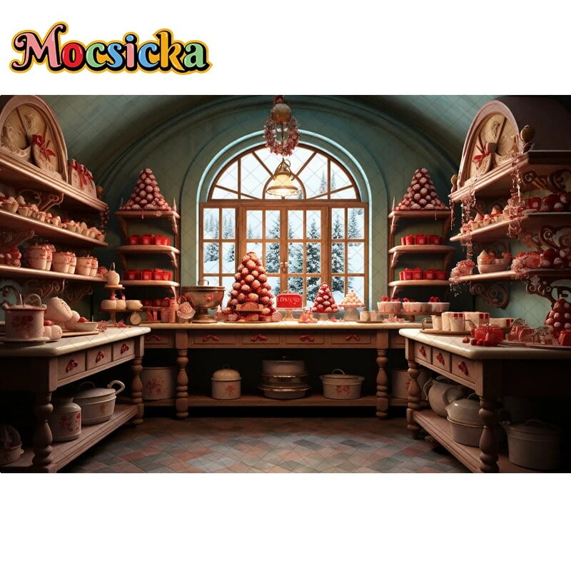 Christmas Kitchen Backdrop For Kids Family Portrait Photography ...