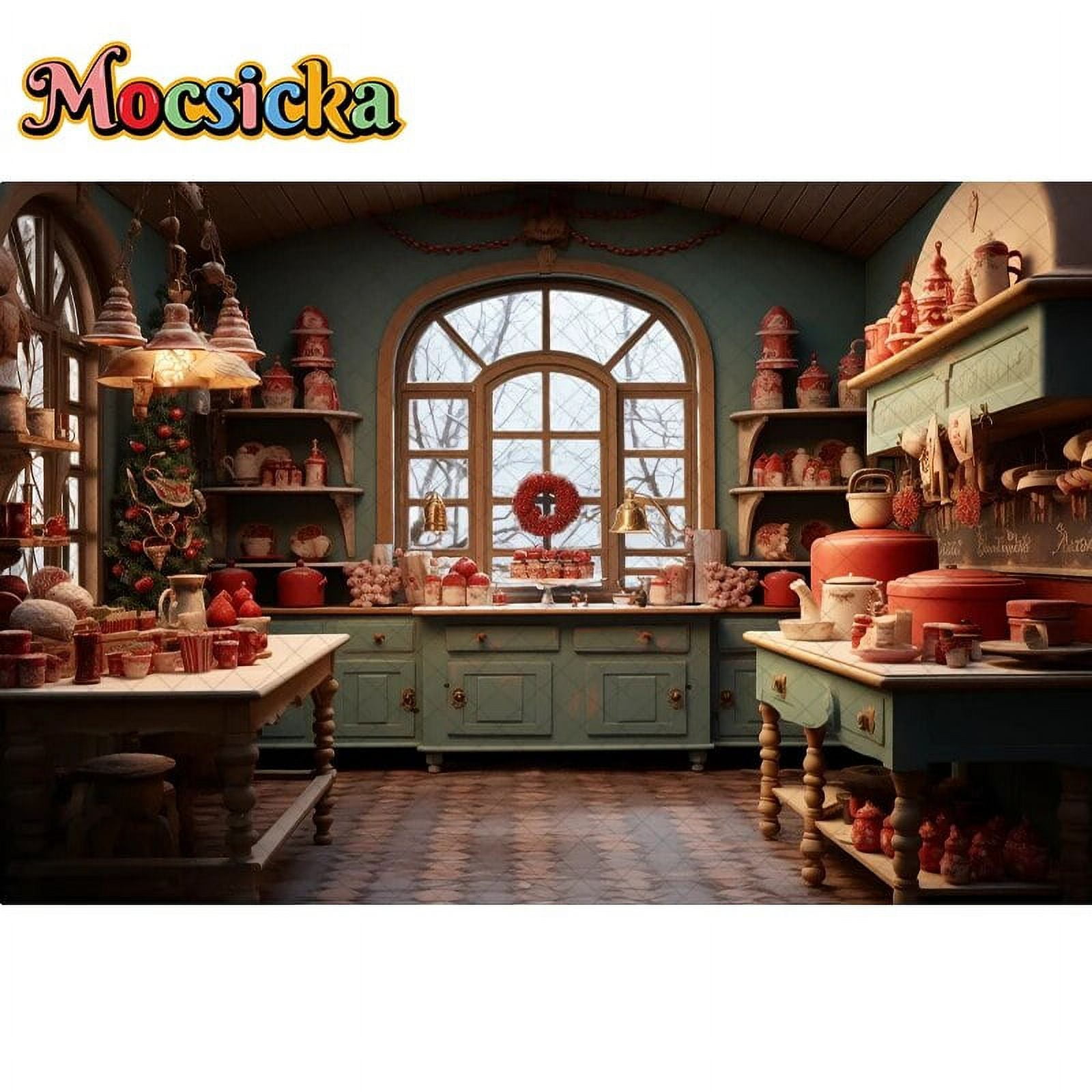 Christmas Kitchen Backdrop For Kids Family Portrait Photography ...