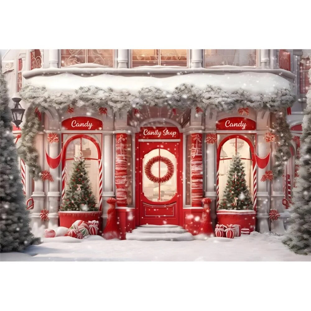 Christmas Kitchen Backdrop Kitchenware Cabinets Family Shoot XMAS Tree ...