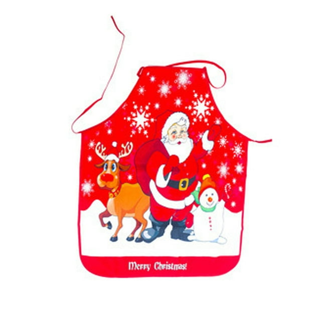 Christmas Kitchen Cooking Apron Holiday Santa Claus Elk Elf Snowman ...