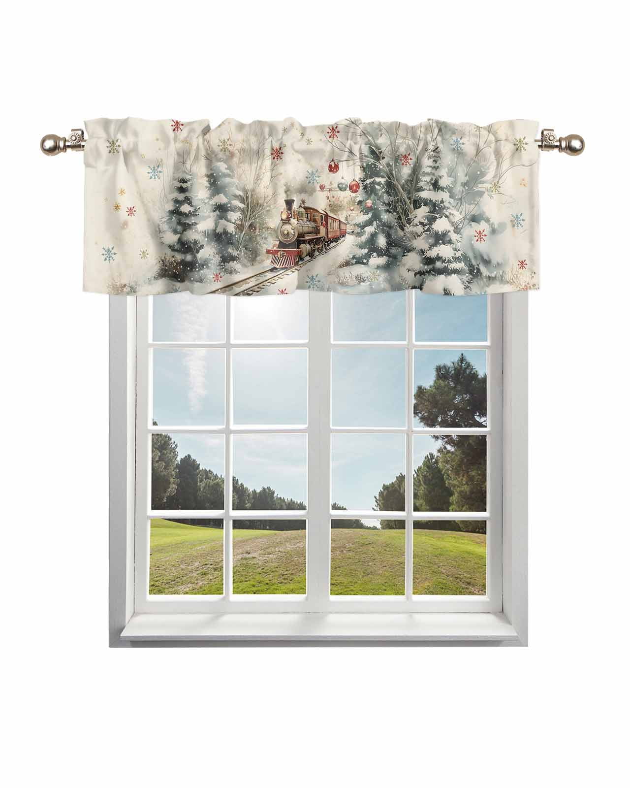 Christmas Kitchen Curtain Valances for Windows Farmhouse Short Curtains ...