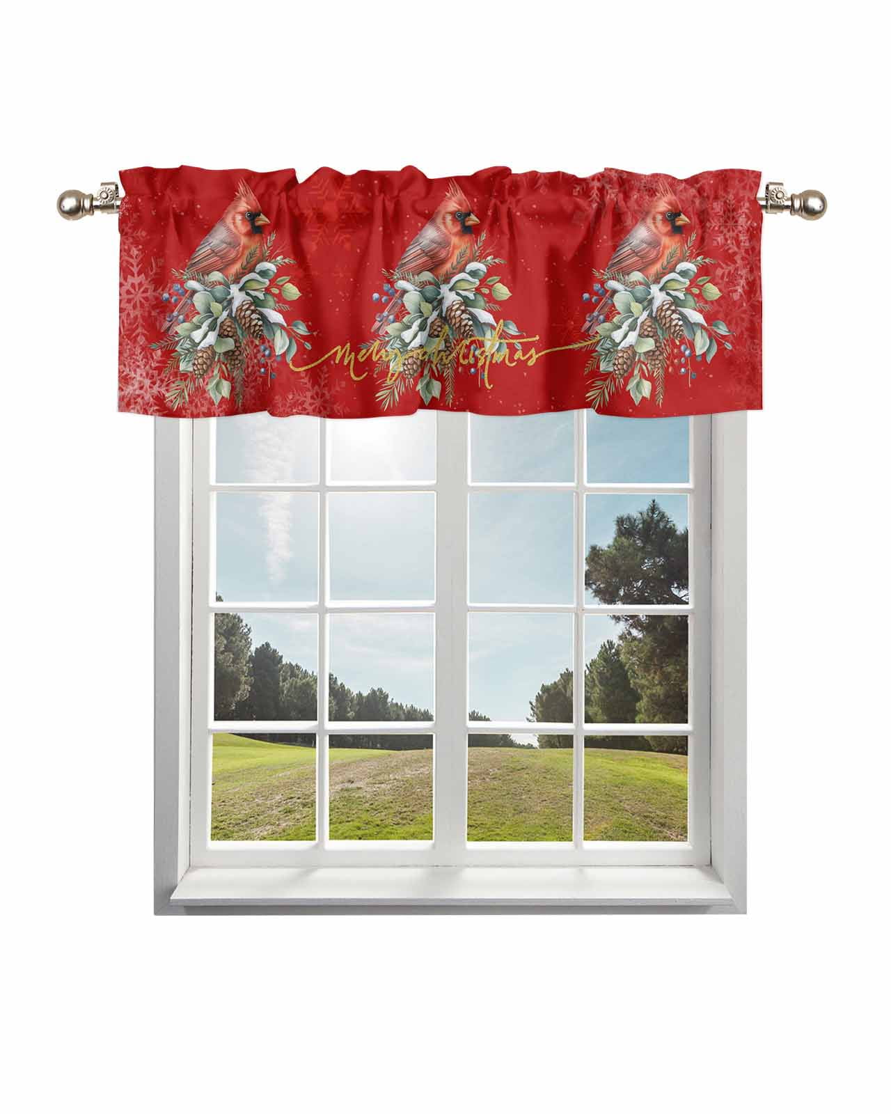 Christmas Kitchen Curtain Valances for Windows Farmhouse Short Curtains ...