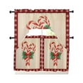 Christmas Kitchen Curtains Set for Windows 3 Piece Cafe Curtains 36 ...