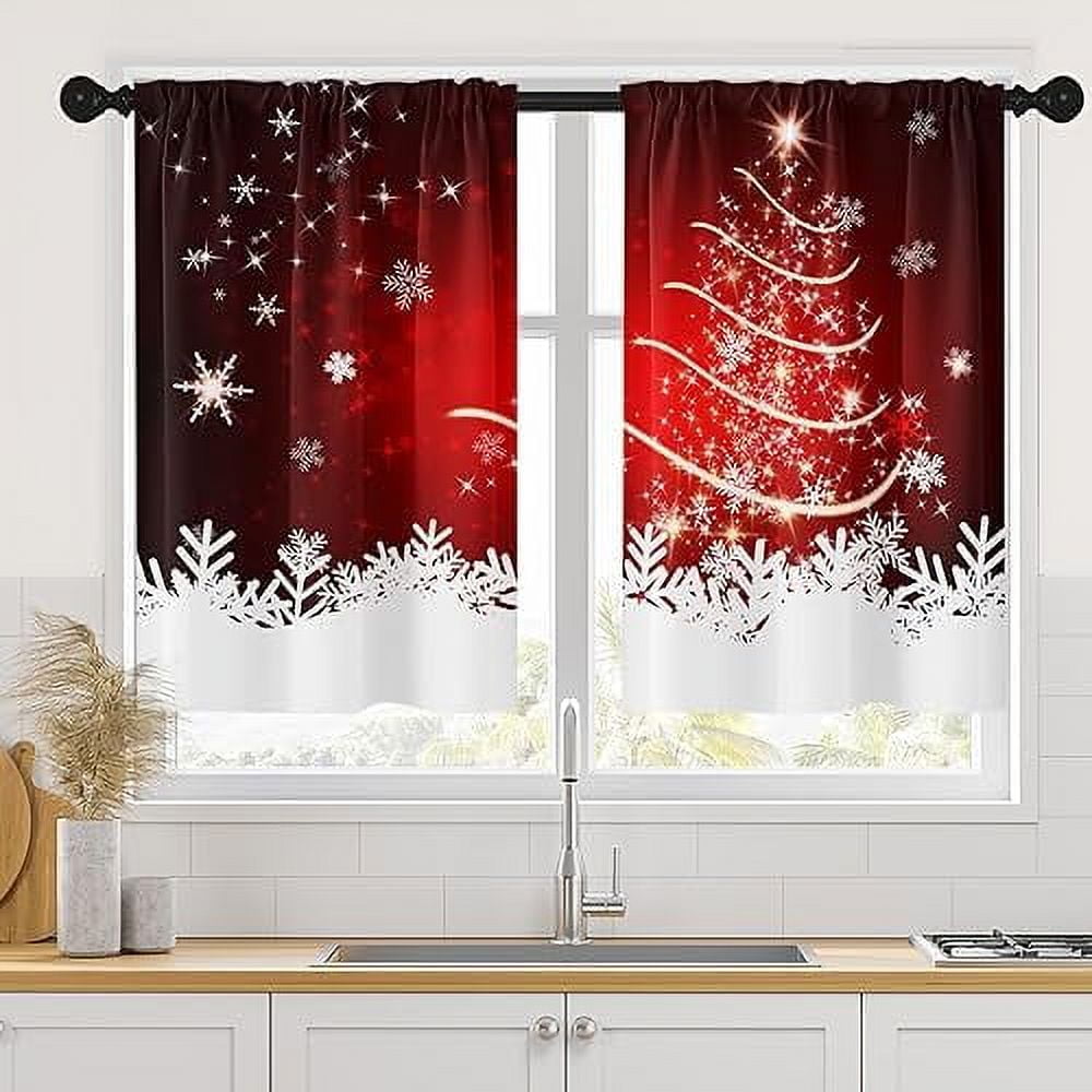 Christmas Kitchen Curtains Snowman Window Curtains and Valances Set of ...