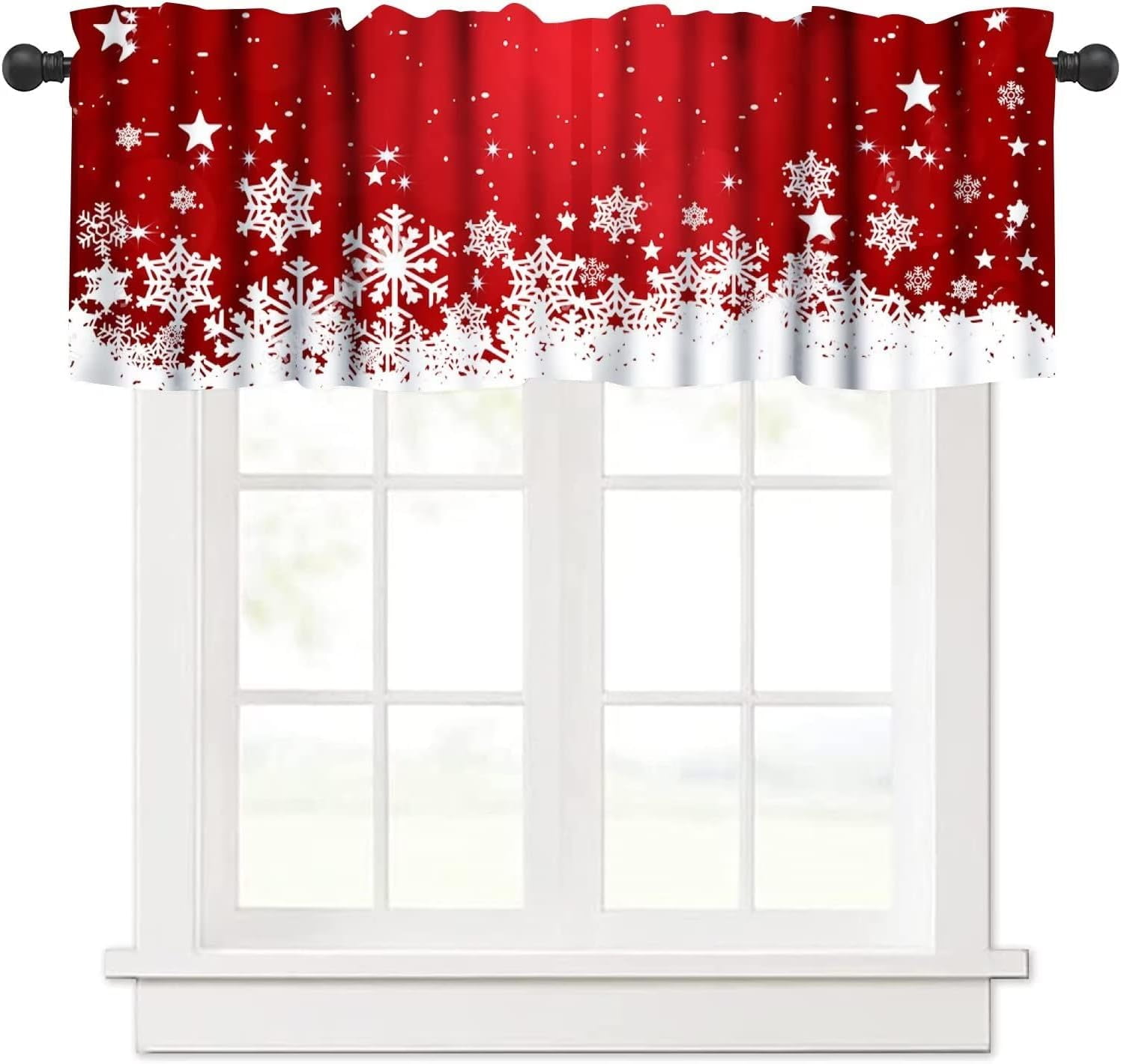 Christmas Kitchen Curtains Valance, Red Short Curtains for Windows ...