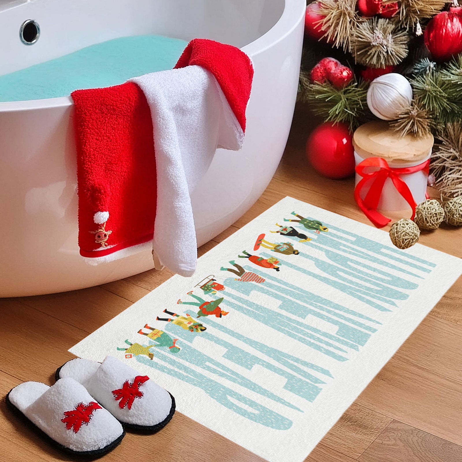 Christmas Kitchen Floor Mat - 16"x24" Non-Slip Anti-Fatigue Rug, High ...