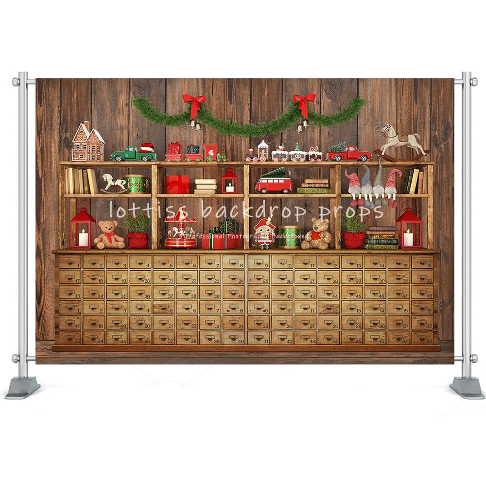 Christmas Kitchen Photography Backdrop Cupboard Retro Wood Wall Cook ...