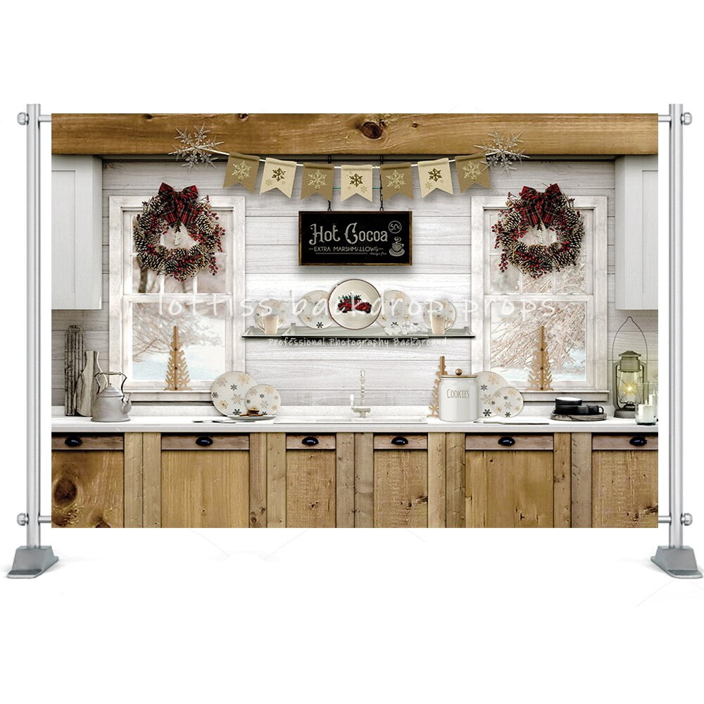 White Photography Backdrop Funnytree Christmas Kitchen Backdrop - 7x5ft ...