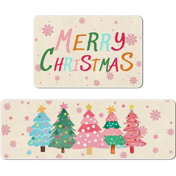 Christmas Kitchen Rug, Soft Snowman Christmas Tree Gingerbread Rug ...