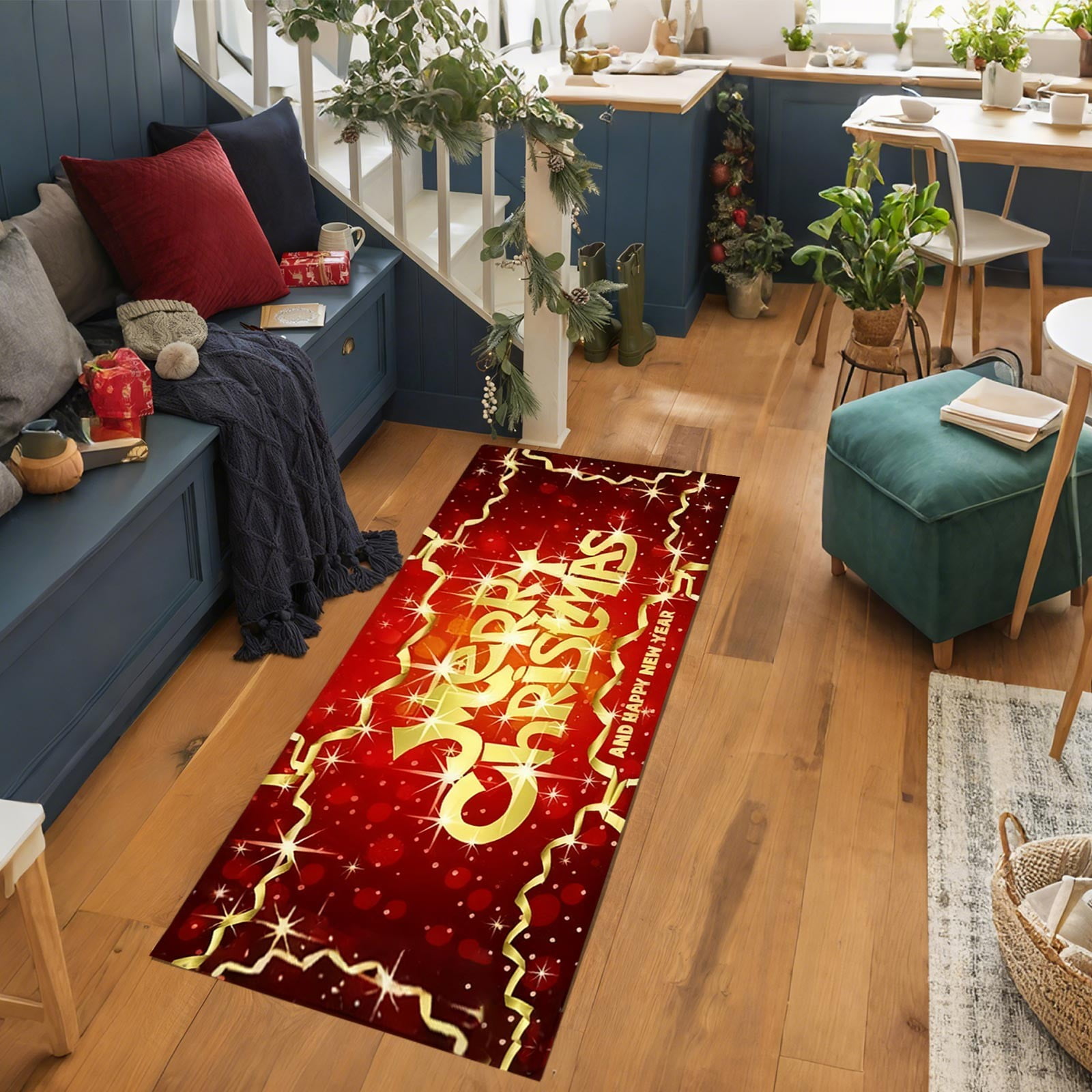 Christmas Kitchen Rugs,Christmas Kitchen Floor Mat,Merry Christmas ...