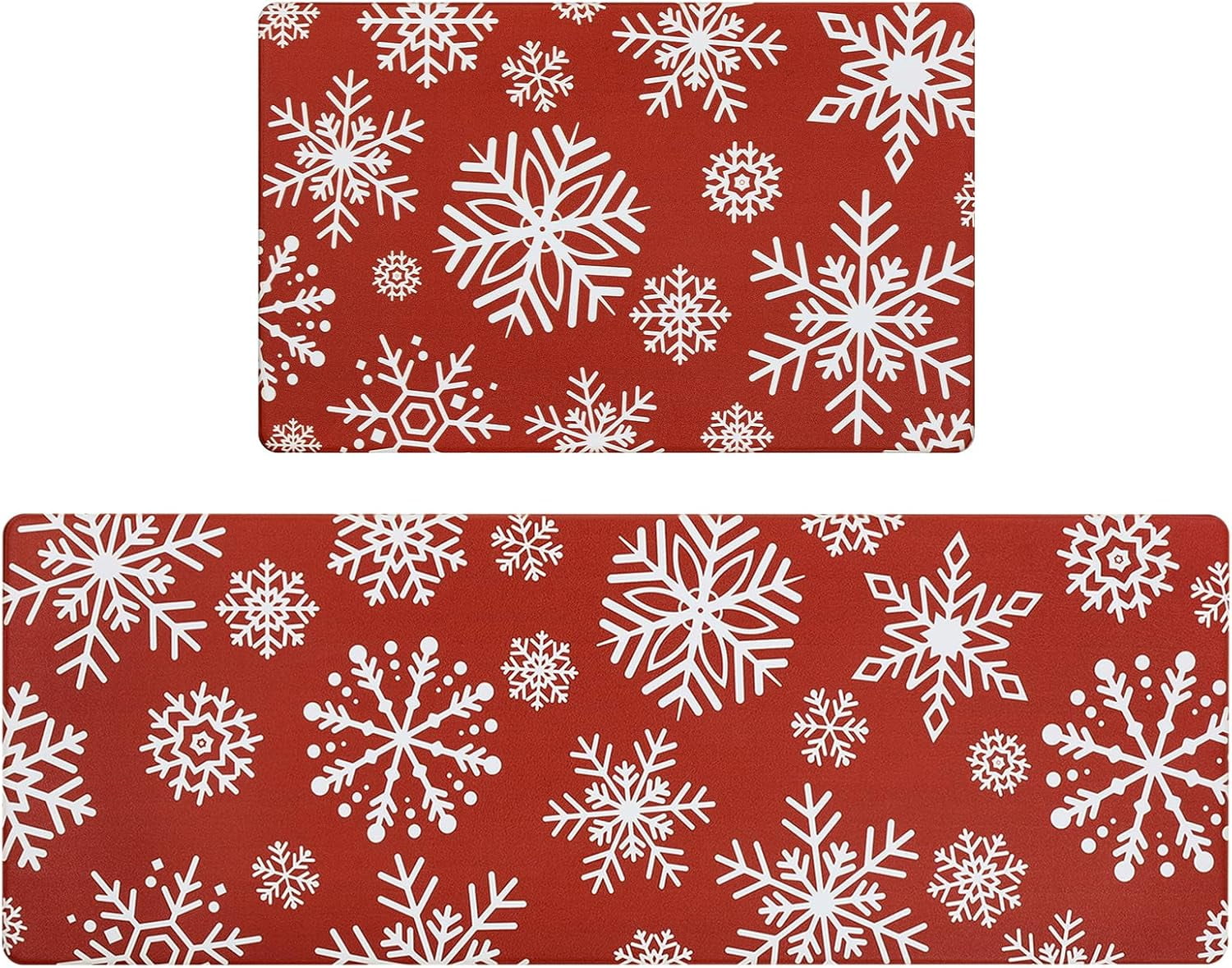 Christmas Kitchen Rugs Set of 2 Anti-Fatigue Kitchen Mats Cushioned Red ...