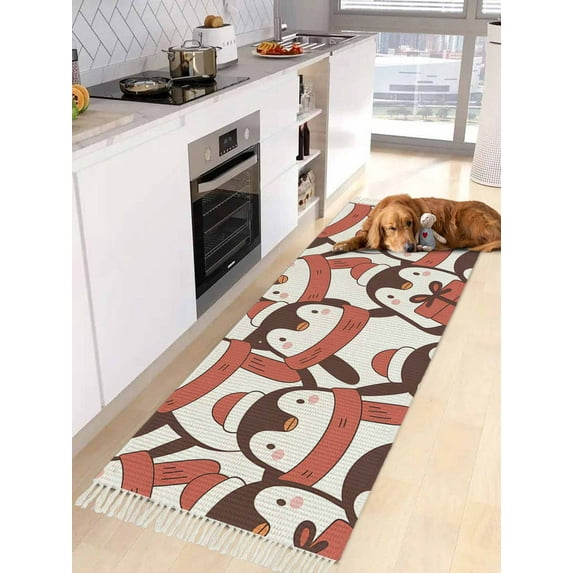 Christmas Kitchen Runner Rug 2x4 Bedside Rug with Tassel Cotton Woven ...