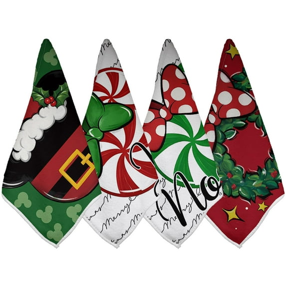 Christmas Kitchen Towels - Set of 4 Cartoon Mouse Dish Towels - New ...