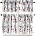 Christmas Kitchen Valance Curtain Set, Xmas Tree Winter Snowflake ...