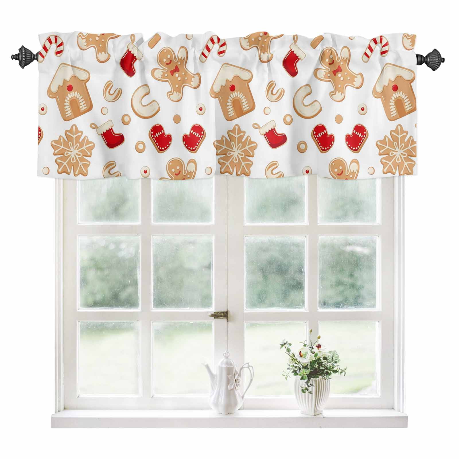 Christmas Kitchen Valances for Windows 42x12 Inch Kitchen Curtains ...