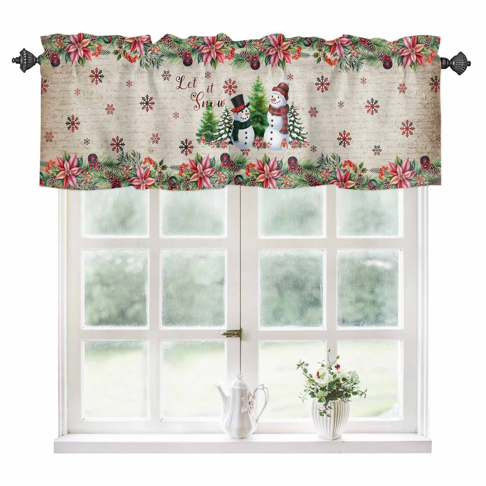 Christmas Kitchen Valances for Windows 42x12 Inch Kitchen Curtains ...