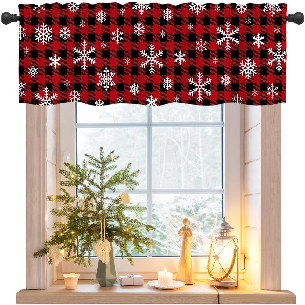 Christmas Kitchen Valances for Windows 54'''' W x 18'''' L, Snowflake ...