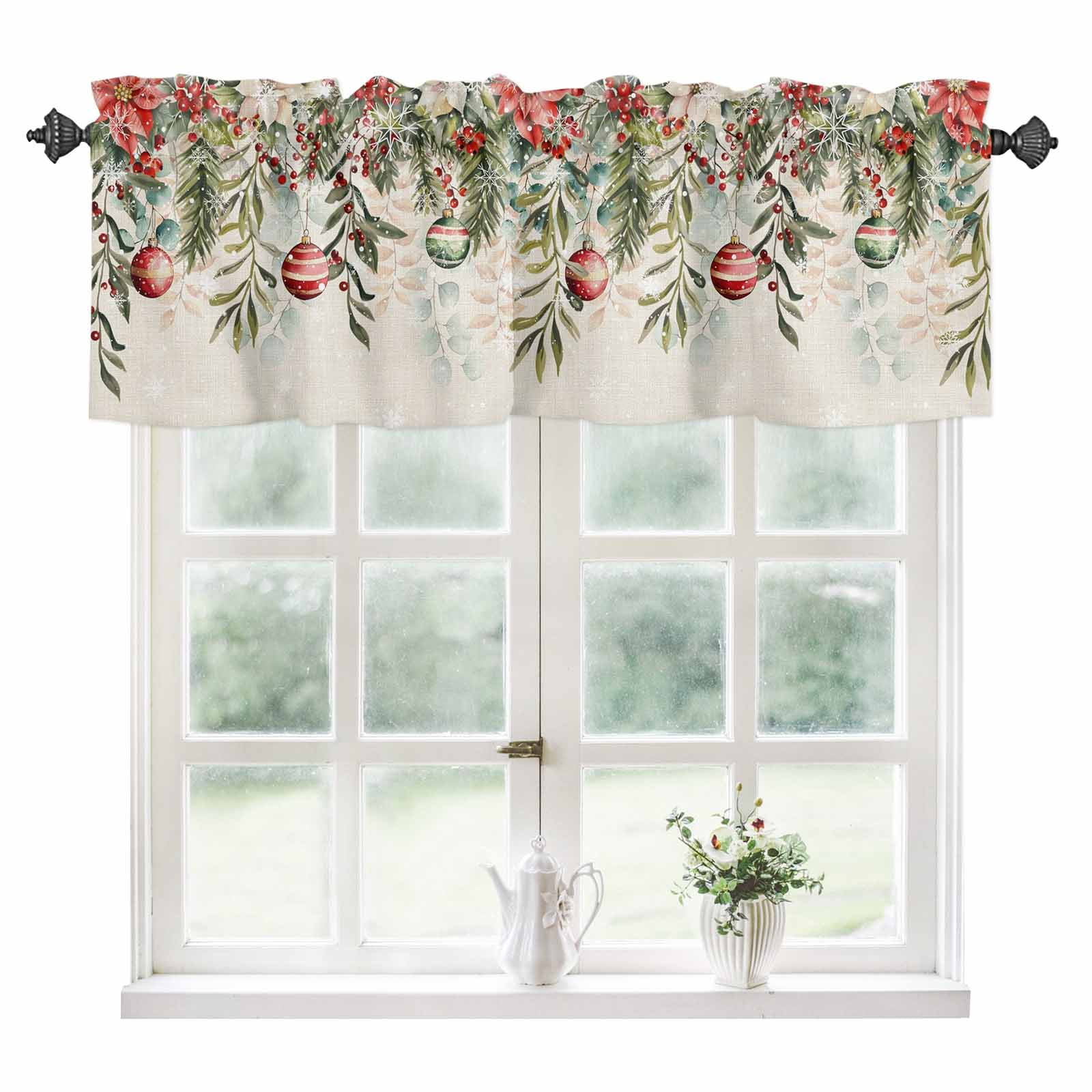 Christmas Kitchen Valances for Windows 54x18 Inch Kitchen Curtains ...