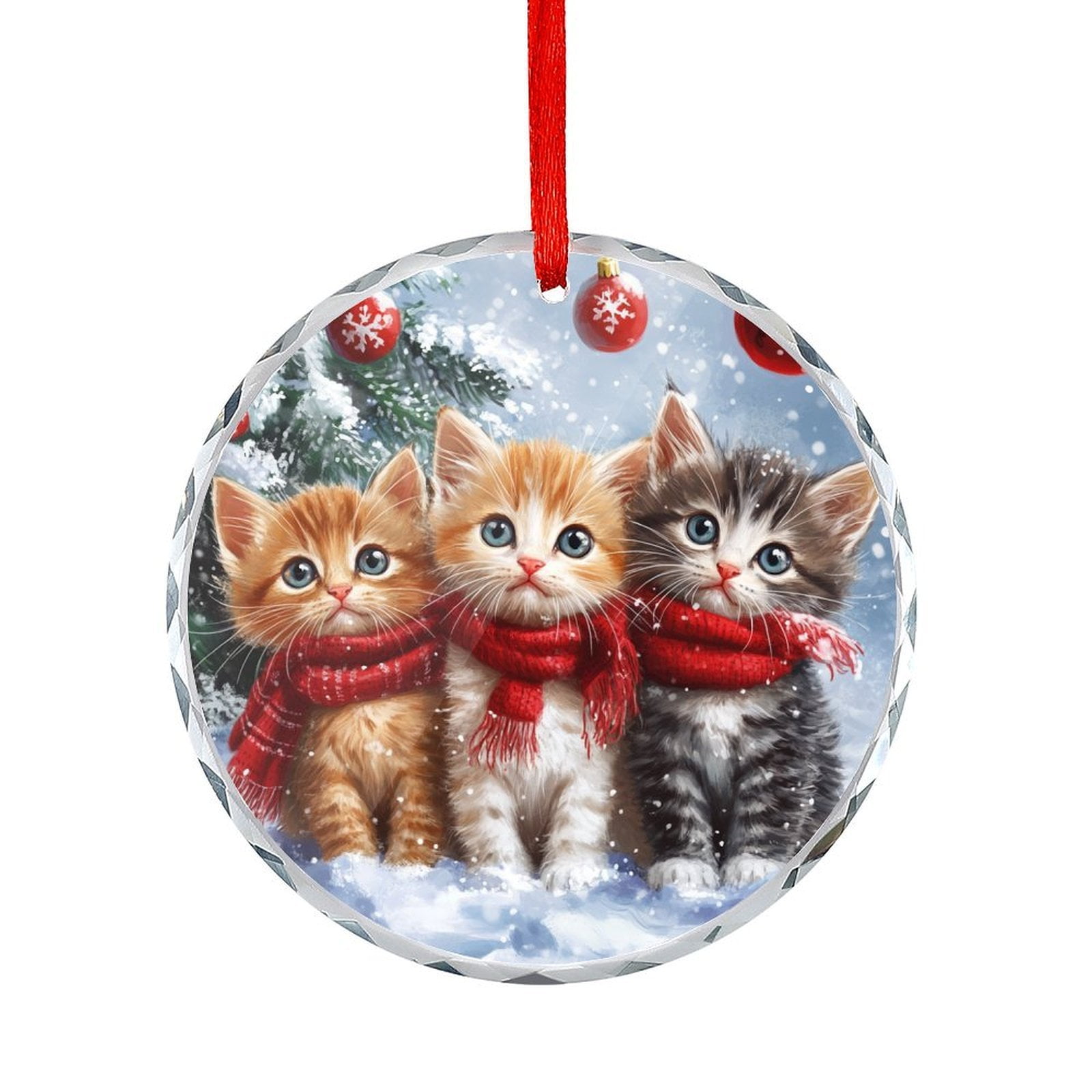 Christmas Kittens Festive Cats with Scarf Ornament Xmas Tree ...