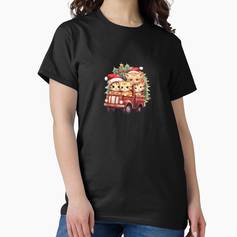 Christmas Kittens In Red Truck Funny Vintage Holiday Design - Everyday ...