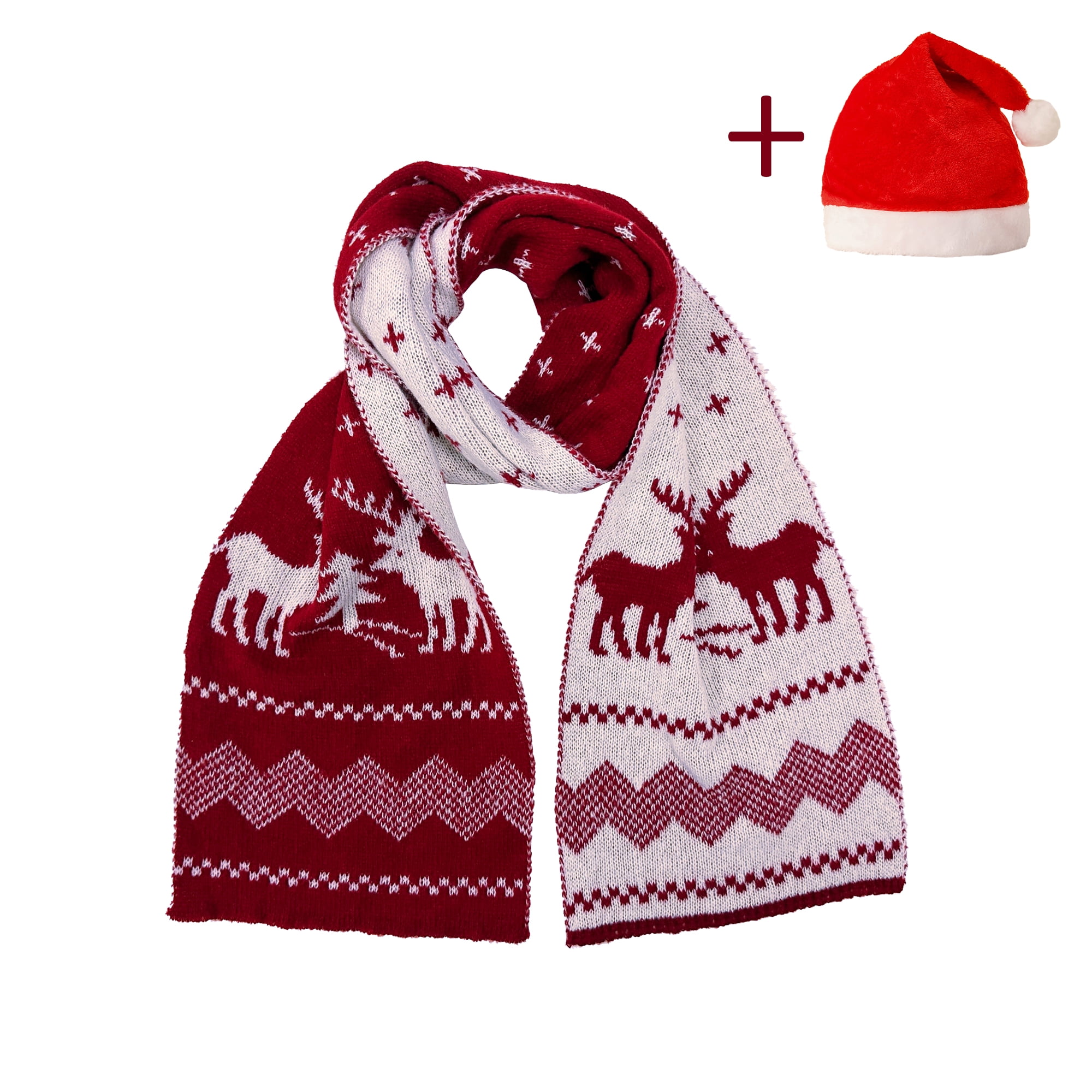 Christmas Knit Scarf for Women Red Soft Warm Long Scarves Winter ...