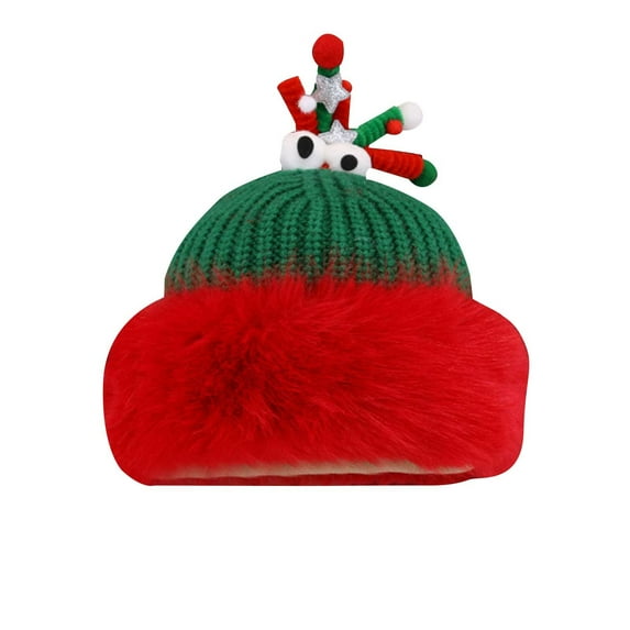 Christmas Knitted Antler Hat Cute Christmas Knitted Hat Winter Warm ...